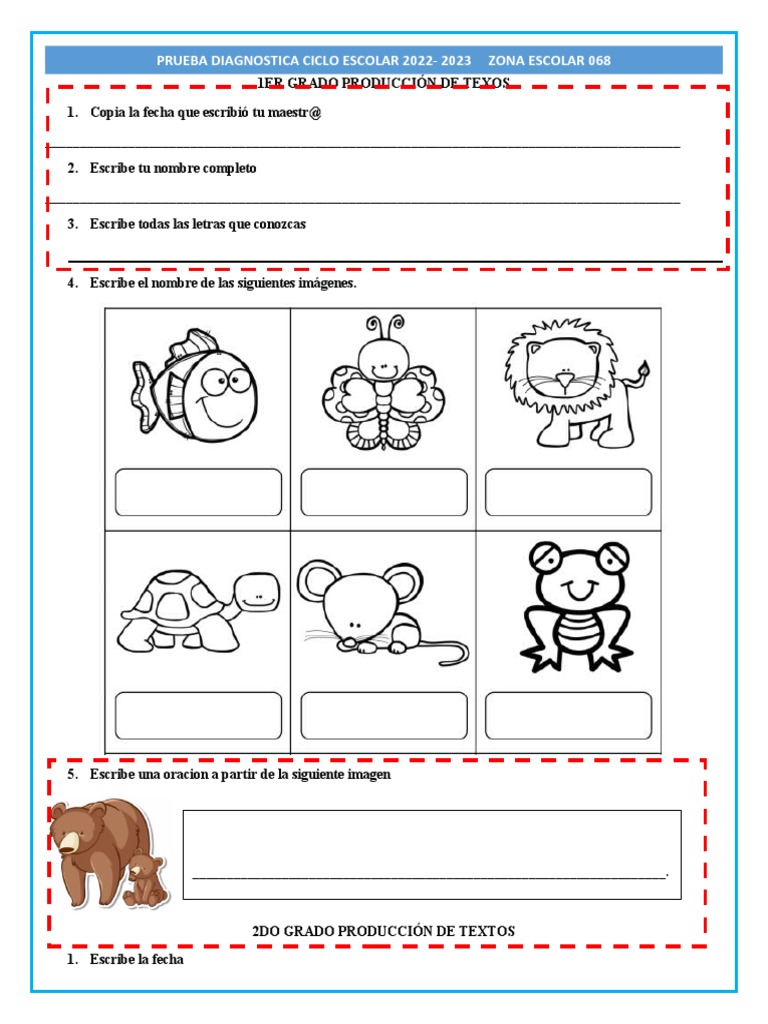 prueba diagnostico ESCRITURA.docx | PDF | Sílaba | Ortografía