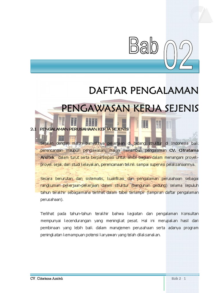 Bab 2 PENGALAMAN PERUSAHAAN | PDF