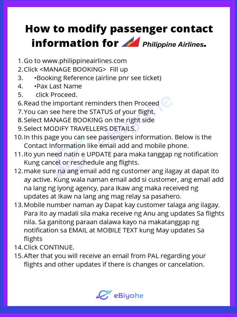 How To Modify Passenger Contact Information For | PDF