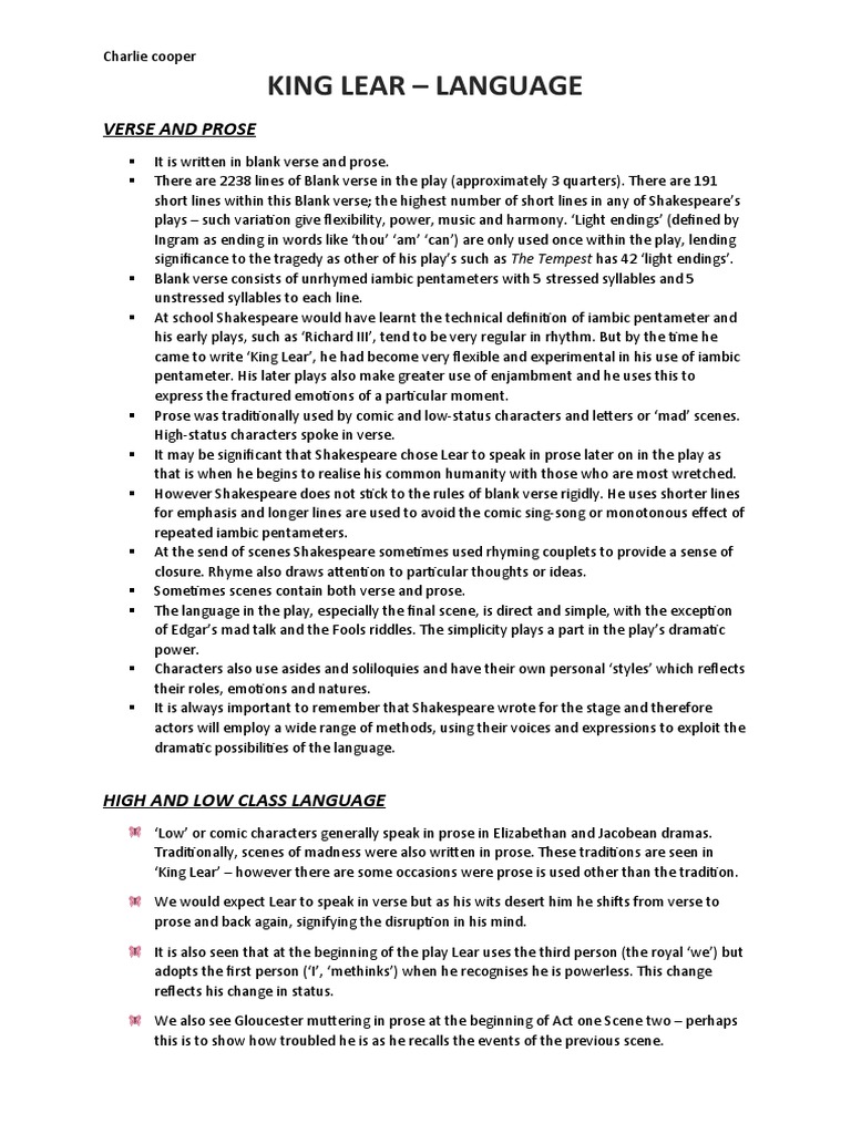 King Lear Language | PDF | Poetry | King Lear