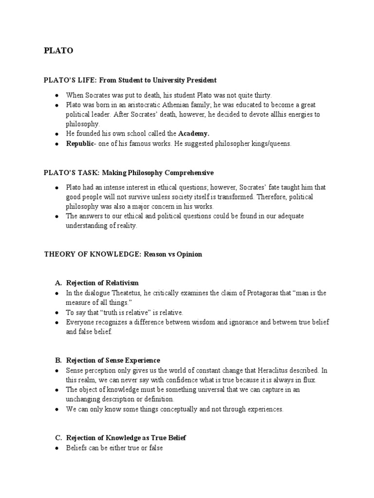 Plato: PLATO'S LIFE: From Student To University President | PDF | Plato ...