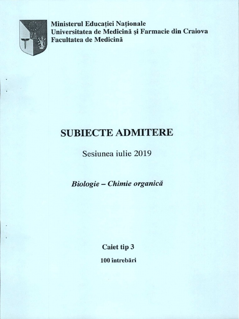 Caiet Biologie Chimie 2019 PDF | PDF