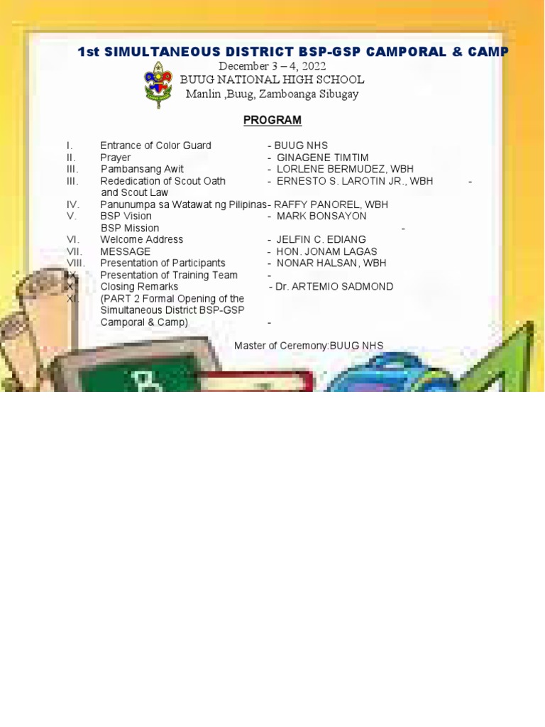 BSP-GSP Camporal Rededication Program | PDF