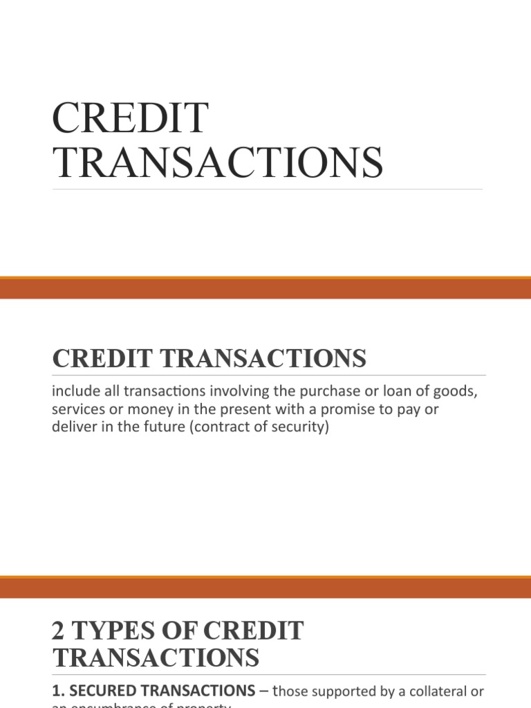 Credit Transactions | PDF | Guarantee | Surety