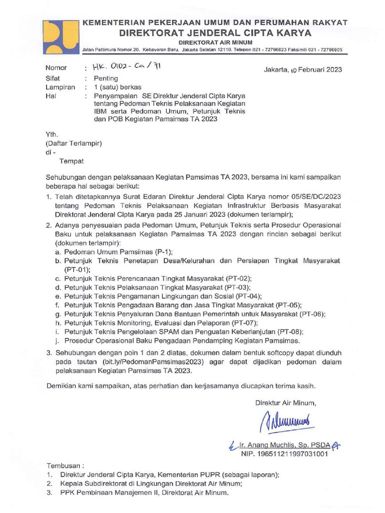 Surat Dir AM - Penyampaian SE DJCK Tentang Pedoman Teknis Pelaksanaan ... Surat Dir AM - Penyampaian SE DJCK Tentang Pedoman Teknis Pelaksanaan ...
