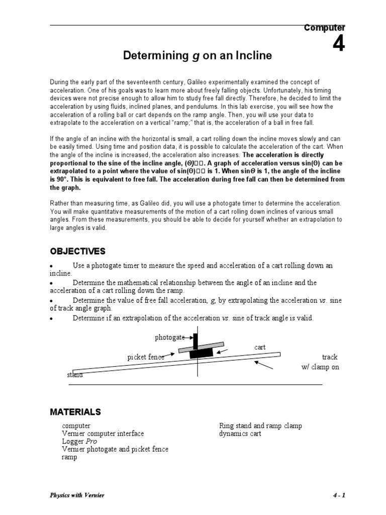 Measuring Acceleration on Inclines | PDF | Physics | Physical Quantities