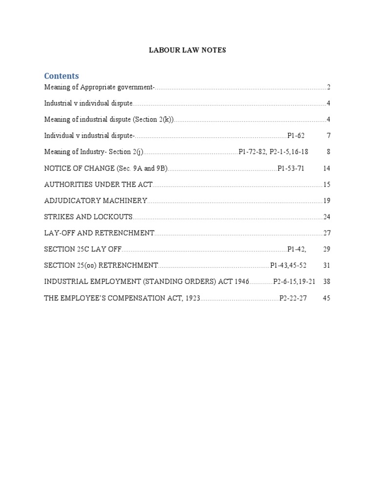 Labour Law Notes | PDF | Employment | Strike Action