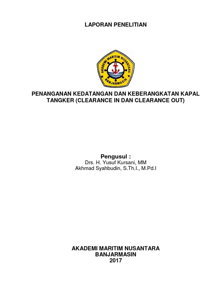Penanganan Kedatangan Dan Keberangkatan Kapal Tangker (Clearance in Dan ...