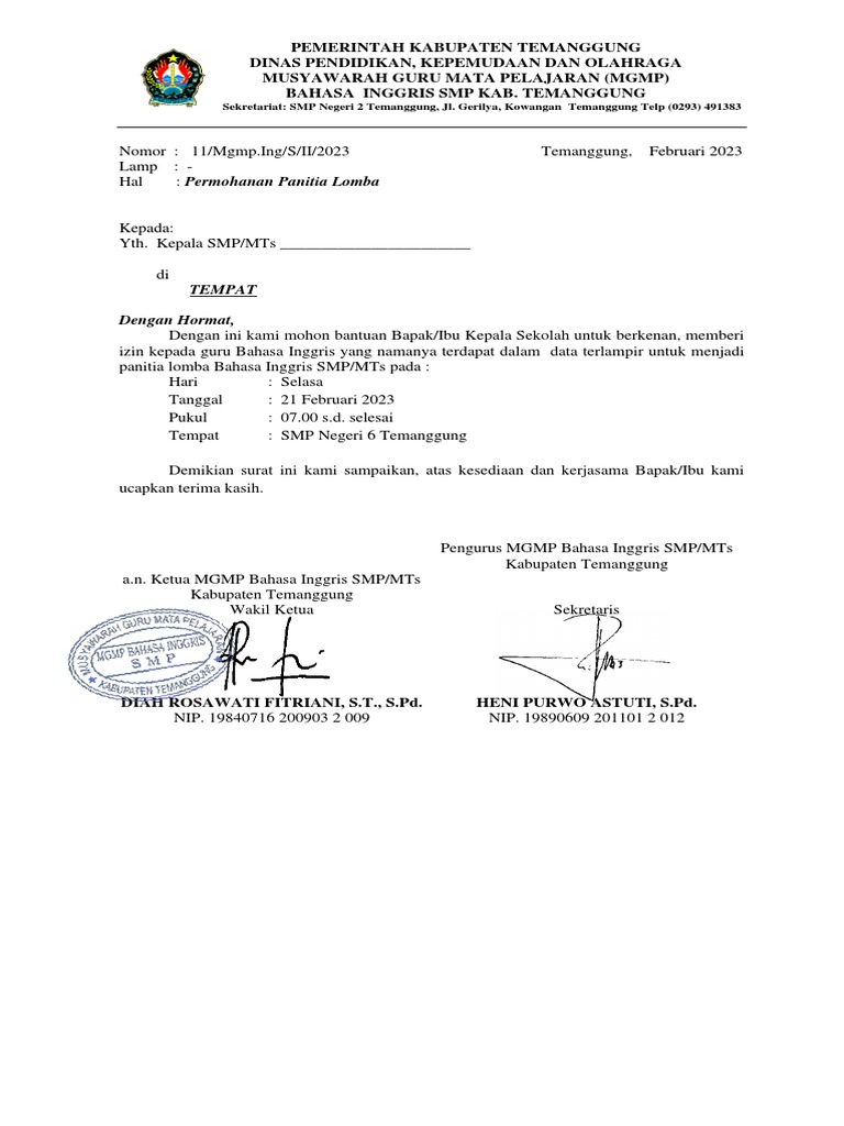 Undangan Panitia Lomba PDF | PDF