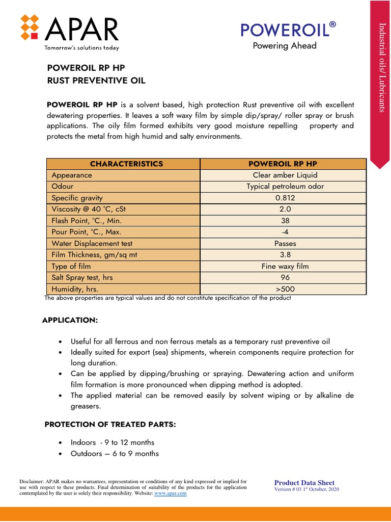 PDS Poweroil RP HP | PDF | Rust | Viscosity