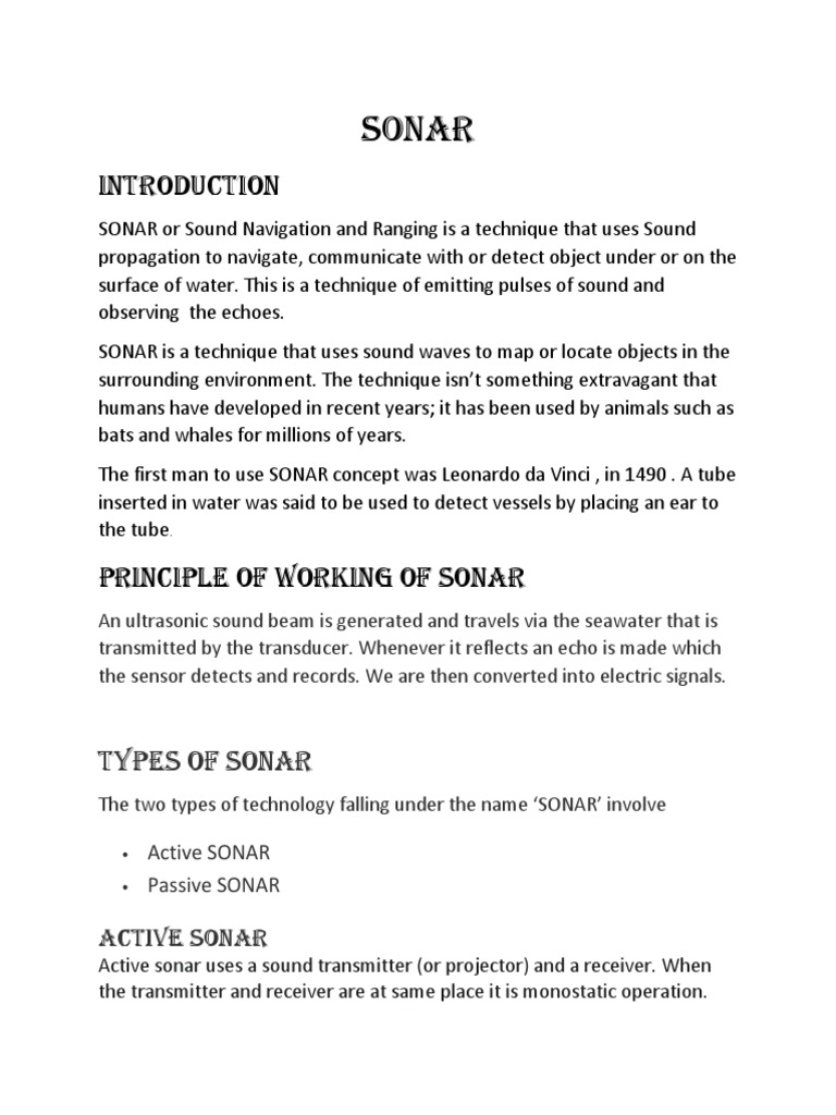 SONAR | PDF | Sonar