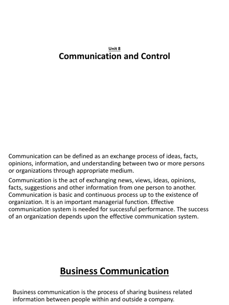Principle of Management (Communication and Control) | PDF ...