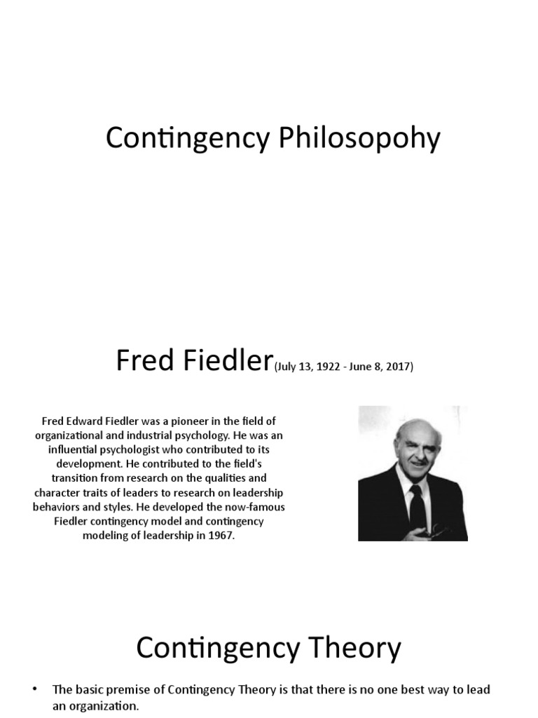 Contingency Philosophy | PDF | Leadership | Decision Making