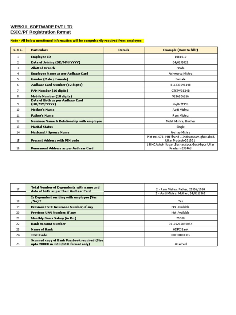 ESIC, PF Format Revised | PDF | Authentication | Access Control