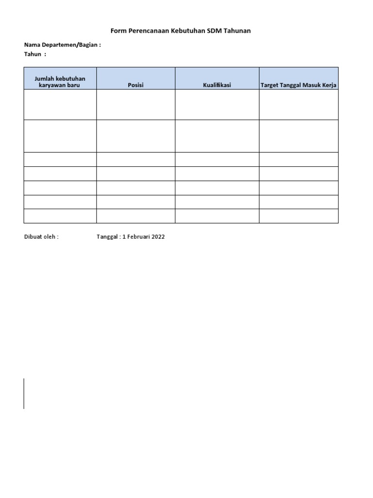 Form 01 - Perencanaan SDM | PDF