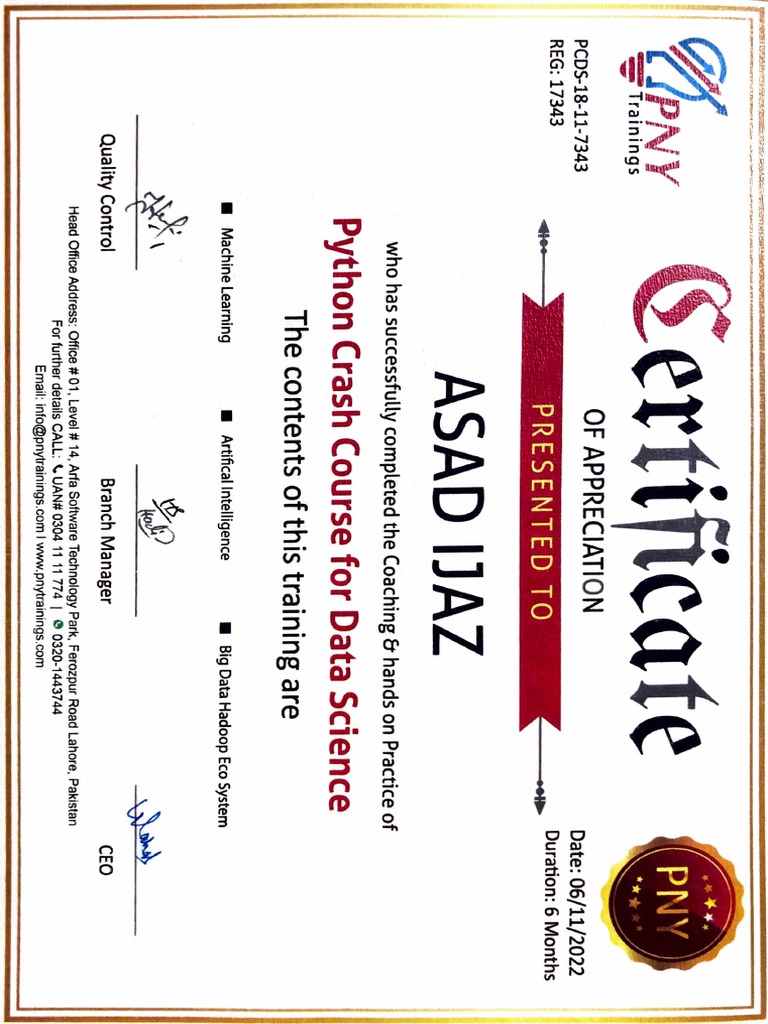 Pny Certificate | PDF