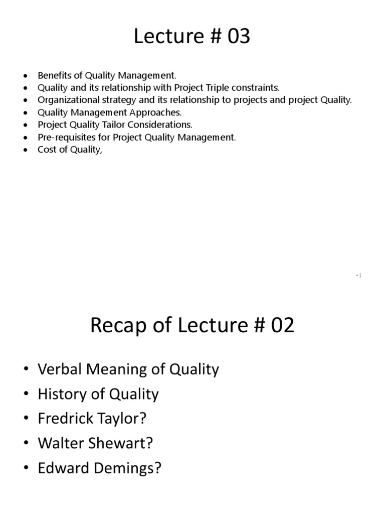 L03-Project Quality Management | PDF | Agile Software Development | Quality Management