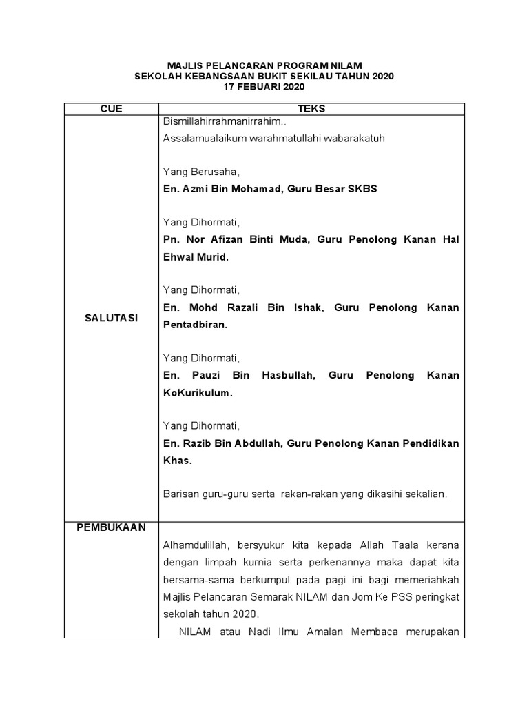 Majlis Pelancaran Program Nilam | PDF