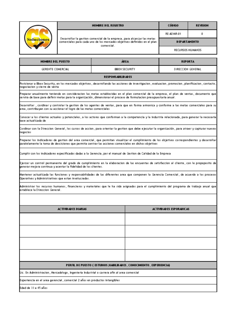 Descripcion de Puestos de Monitorista | PDF | Gestión de recursos ...