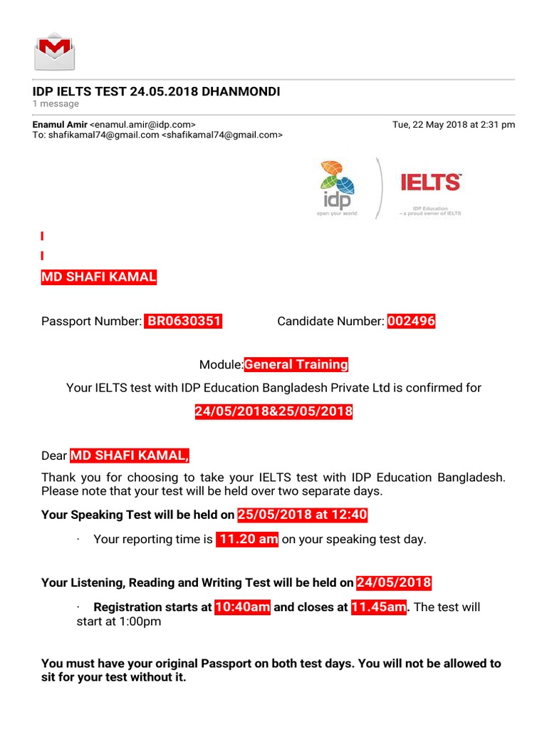 IELTS Test Confirmation Dhanmondi | PDF | Career & Growth | Business