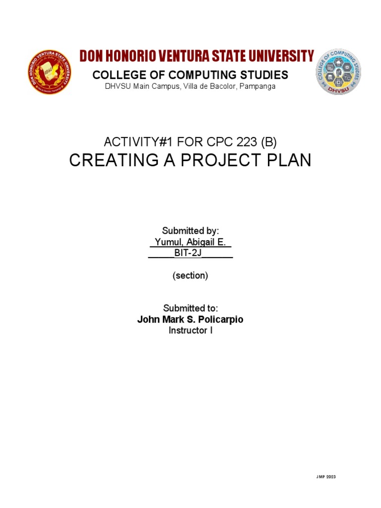 Activity1 Creating Project Plan Yumul Abigail E PDF | PDF
