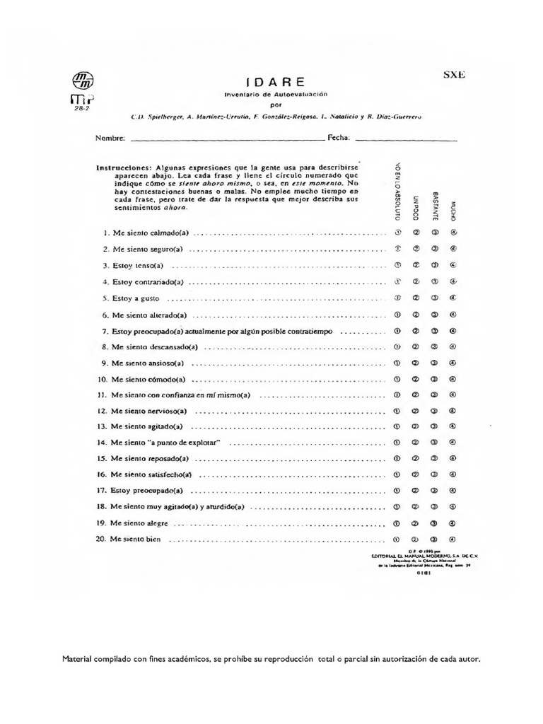 Cuadernillo de Preguntas Idare PDF | PDF