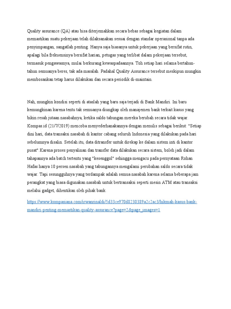 Contoh Kasus Quality Assurance | PDF