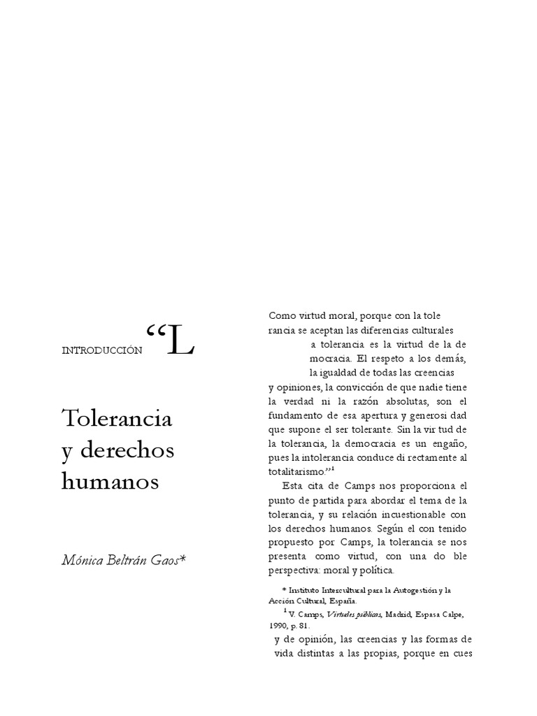 Tema 3 Tolerancia y Derechos Humanos | PDF | Tolerancia | Derechos humanos