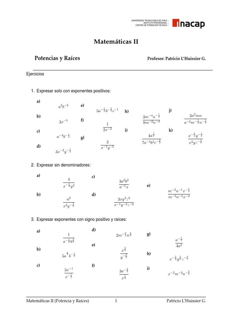 Potencias y Raices | PDF | Ajedrez