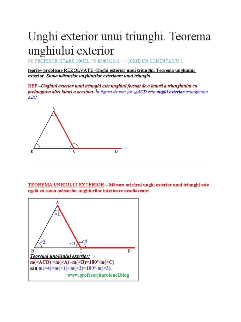 Unghi Exterior Unui Triunghi | PDF