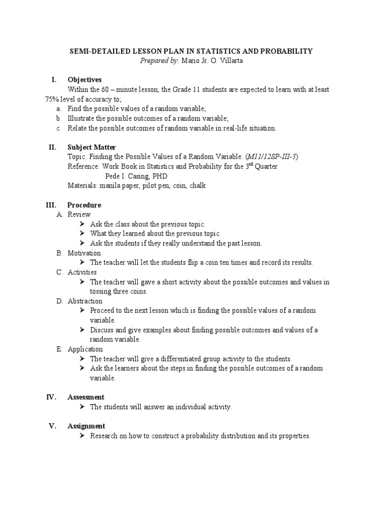 Semi-Detailed Lesson Plan: 4As in Statistics | PDF
