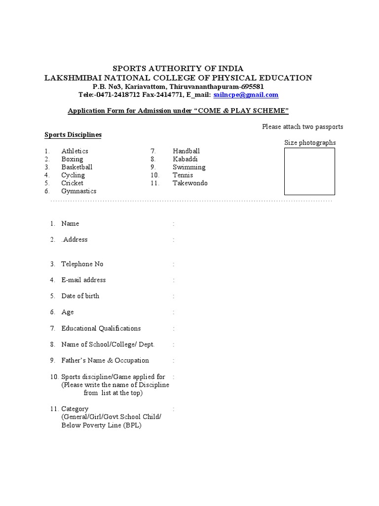 Come&playapplication Form | PDF