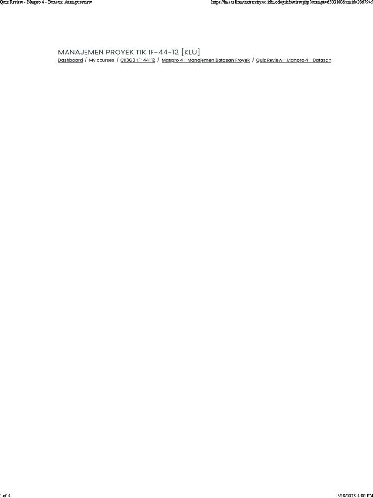 Quiz Review - Manpro 4 - Batasan Attempt Review PDF | PDF | Top Down ... Quiz Review - Manpro 4 - Batasan Attempt Review PDF | PDF | Top Down ...