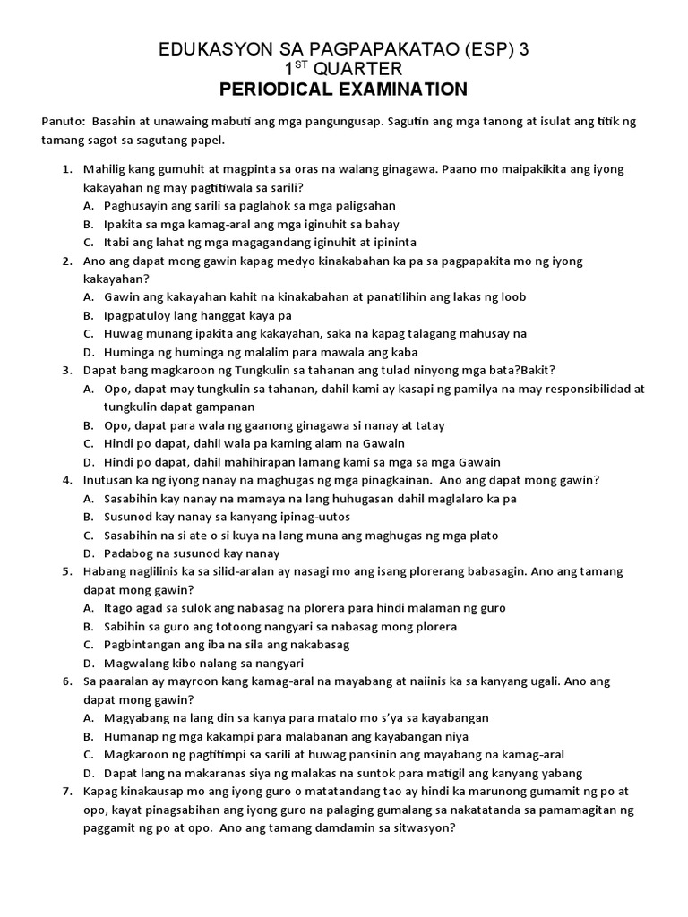 PT - Esp 3 - Q1 | PDF