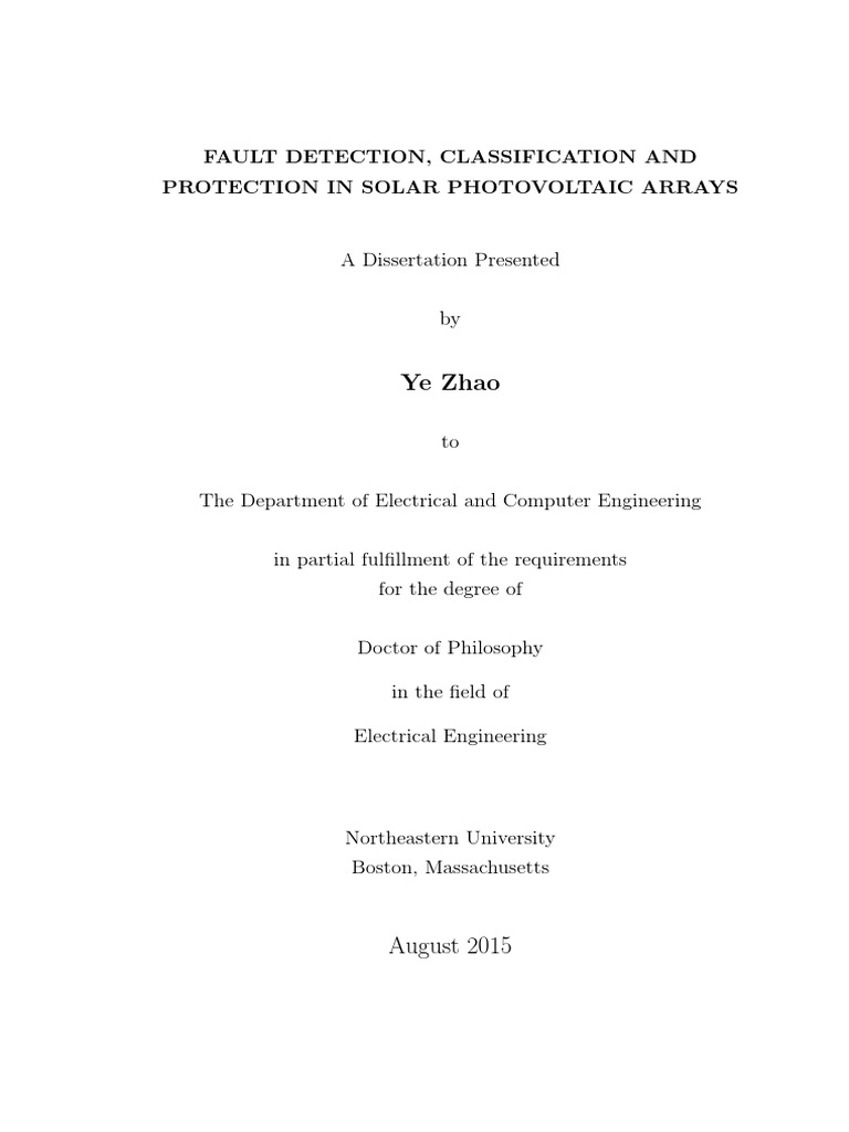 Fault Detection Classification and Prote PDF | PDF | Photovoltaics | Photovoltaic System
