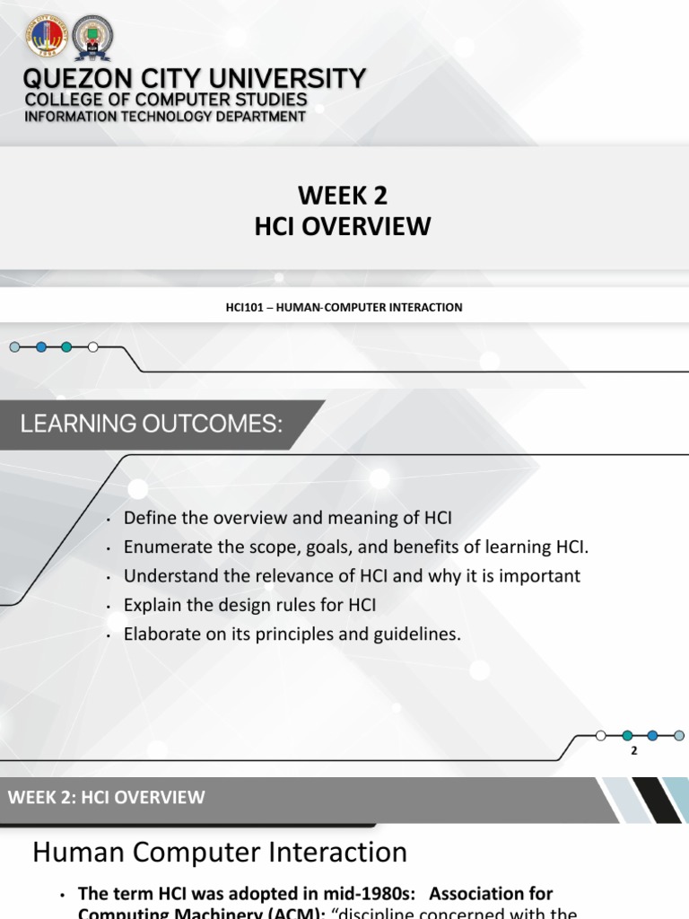 Hci - Week 2 - Hci Overview PDF | PDF | Human–Computer Interaction ...