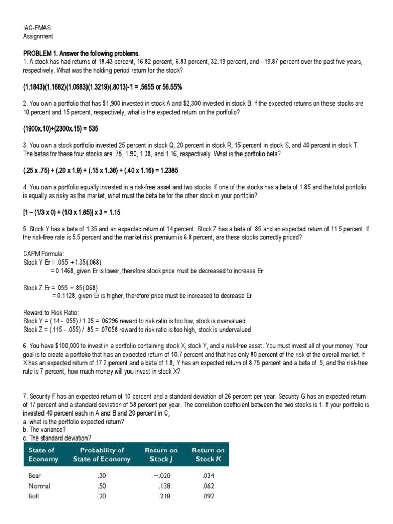 IACFMAS-ASSIGN Marj | PDF | Capital Asset Pricing Model | Beta (Finance)