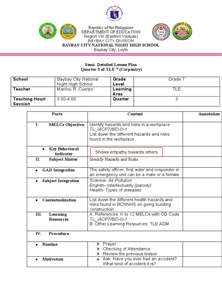 Lesson-Plan-tle Cot | PDF | Risk | Learning