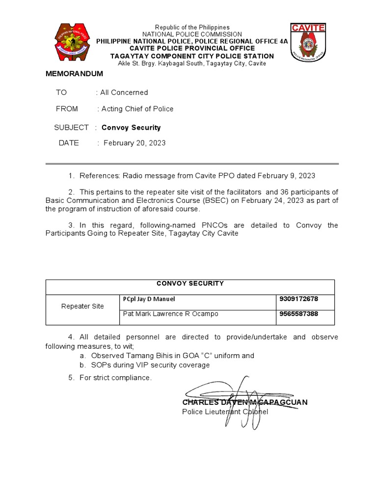 Convoy Security for BSEC Visit | PDF | Technology & Engineering
