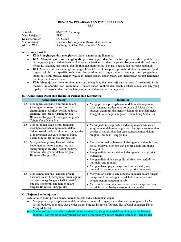 RPP PPKN 2019 Pengolahan Sampah | PDF