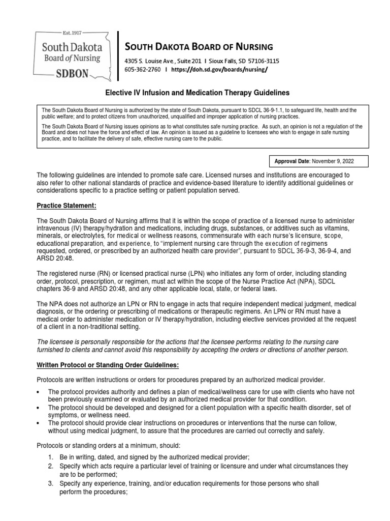 IV Therapy Guidelines for Nurses | PDF | Intravenous Therapy | Nursing