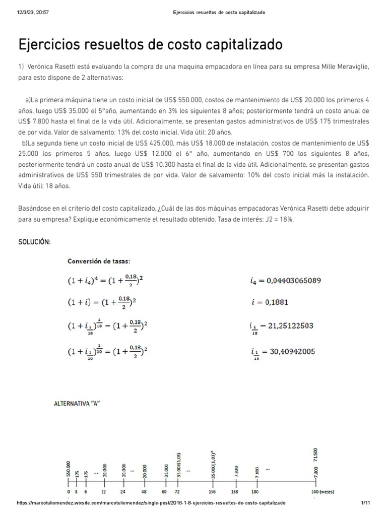 Análisis de costo capitalizado de máquinas | PDF | Economias