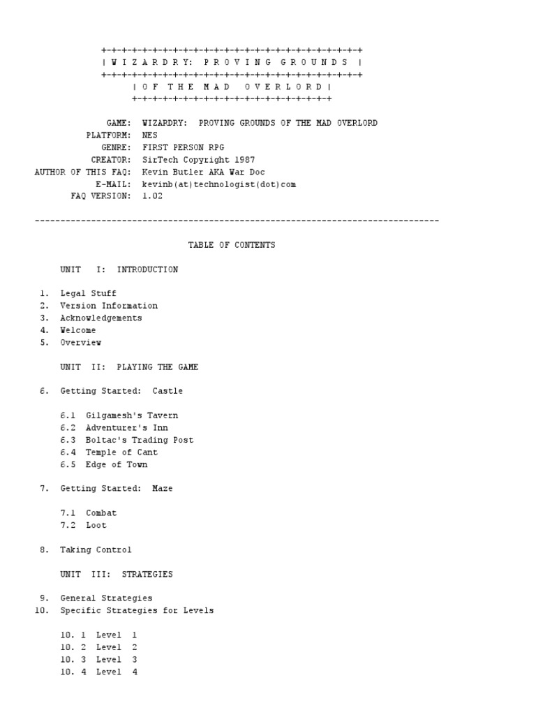 Wizardry - Guide and Walkthrough - NES | PDF | Role Playing Games