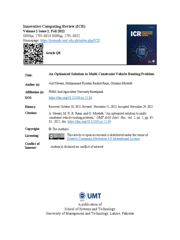 An Optimized Solution To Multi Constraint Vehicle Routing Problem Pdf Mathematical