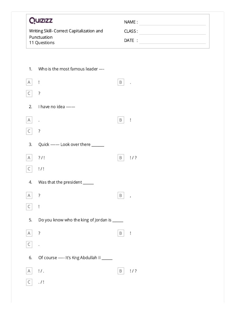 Writing Skill - Correct Capitalization and Punctuation | PDF