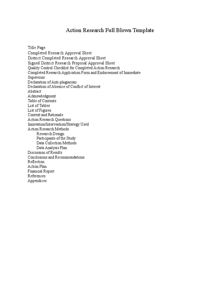 Action Research Full Blown Template | PDF
