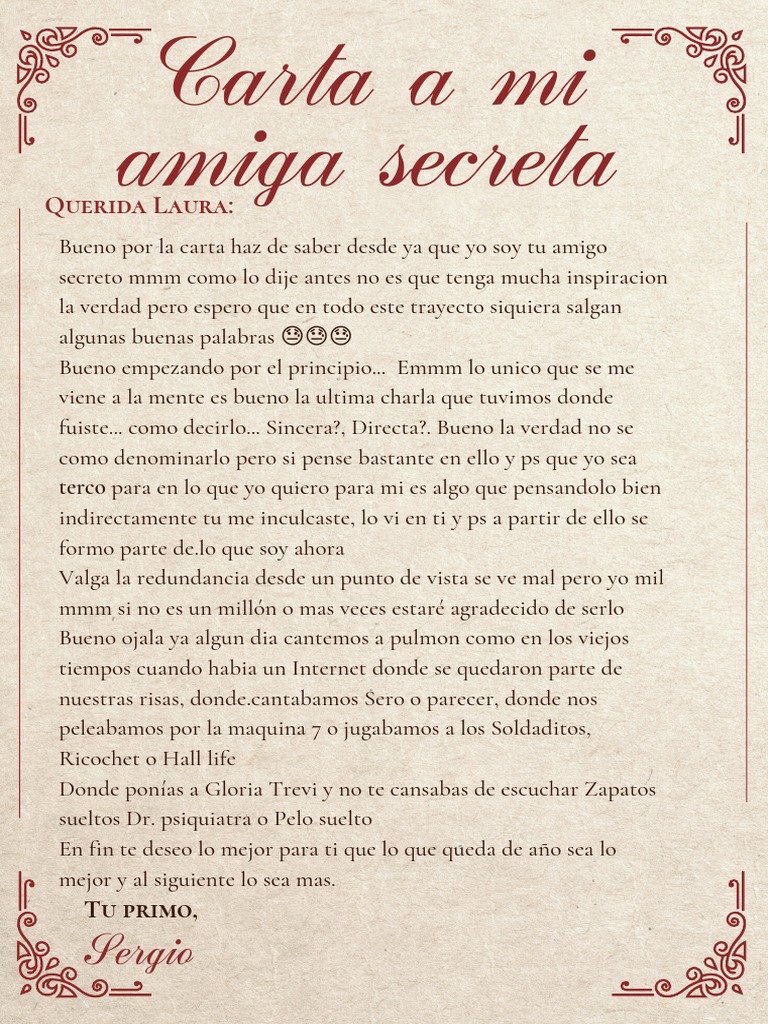 Carta A Mi Amiga Secreta | PDF