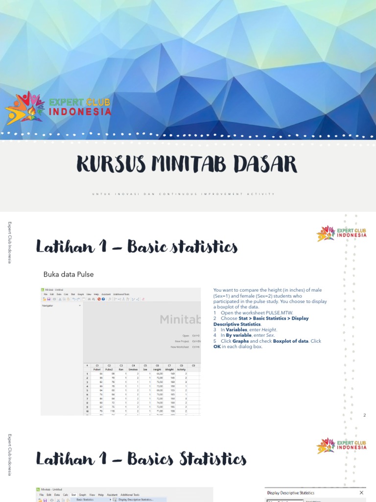 Minitab Basics Course Overview | PDF | Statistics | Computing