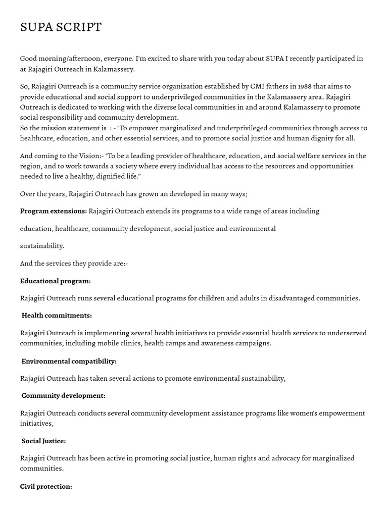 SUPA Script | PDF | Social Justice | Social Exclusion