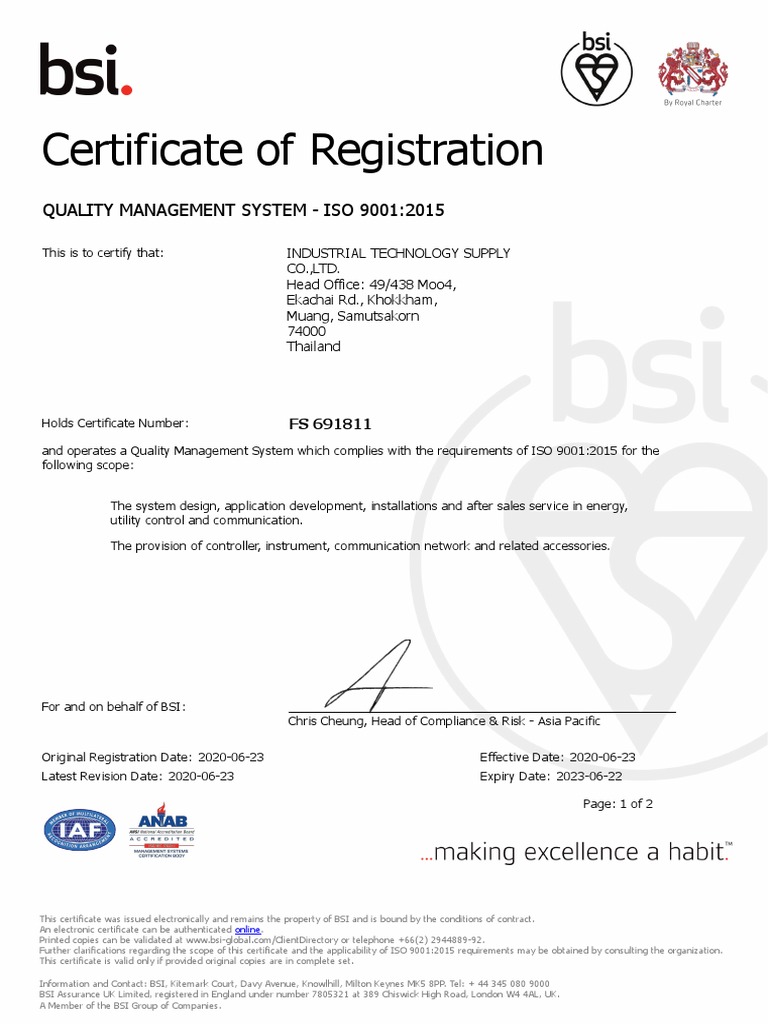 ISO-9001-2015 Certificate | PDF | Iso 9000 | Business